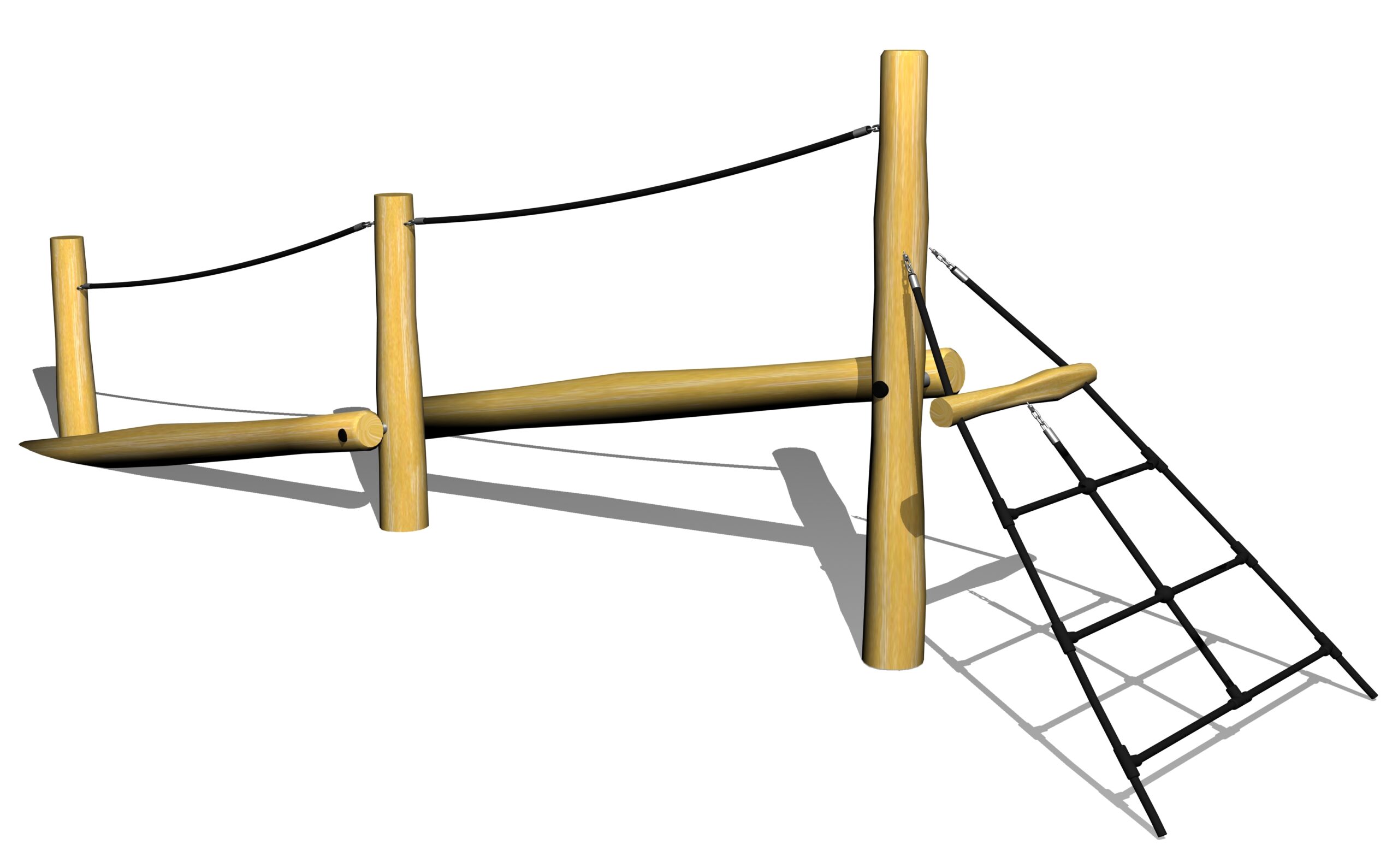 Robinia Angled balance w/rope-net - Guldborg Playgrounds