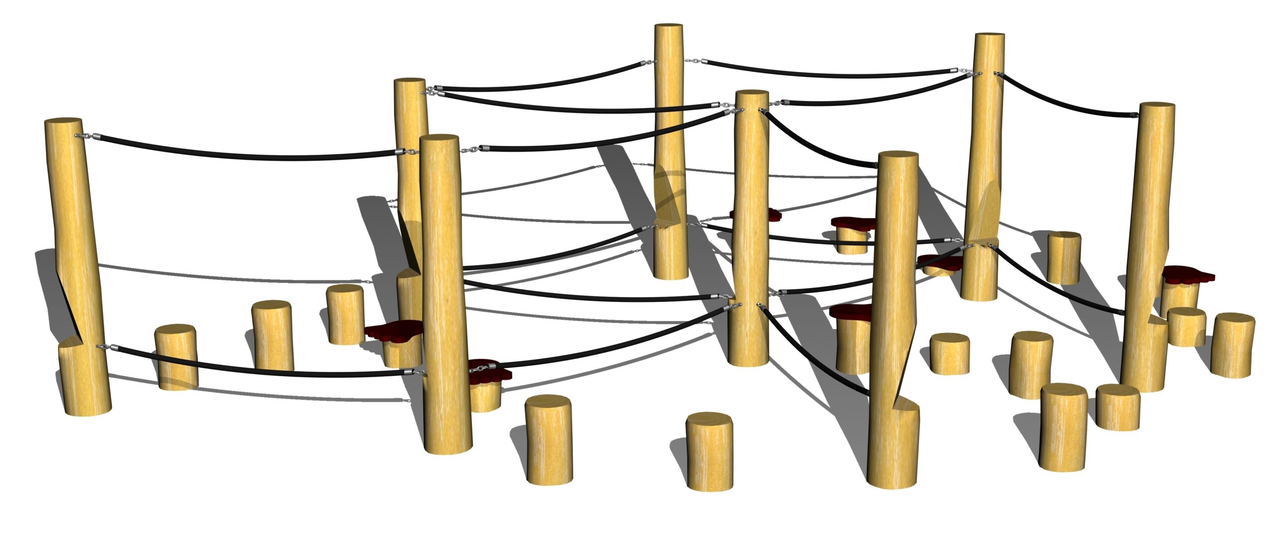 Robinia post forest with rope and jump poles - Guldborg Playgrounds