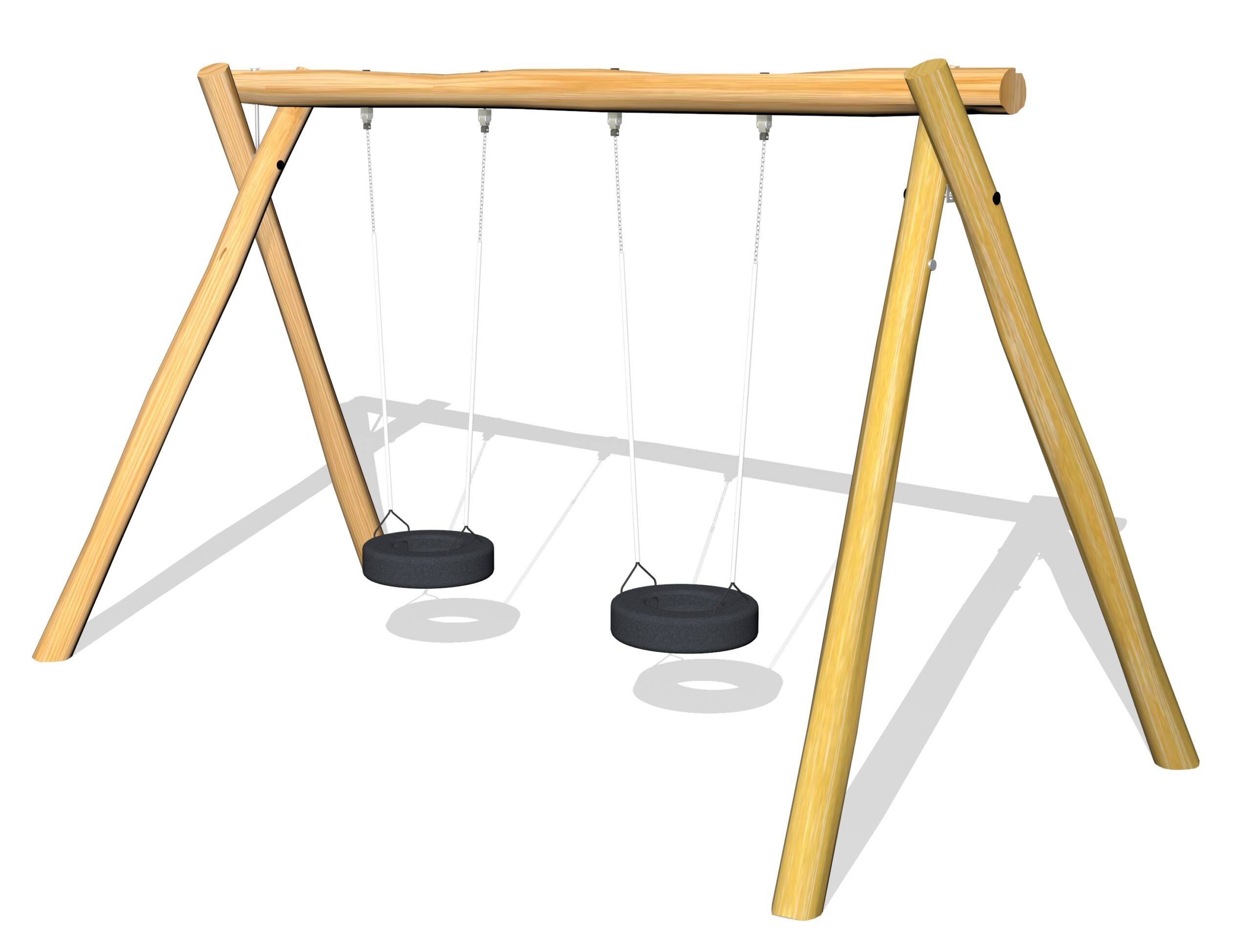 Robinia gyngestativ med 2 dækgynger - Guldborg Legepladser